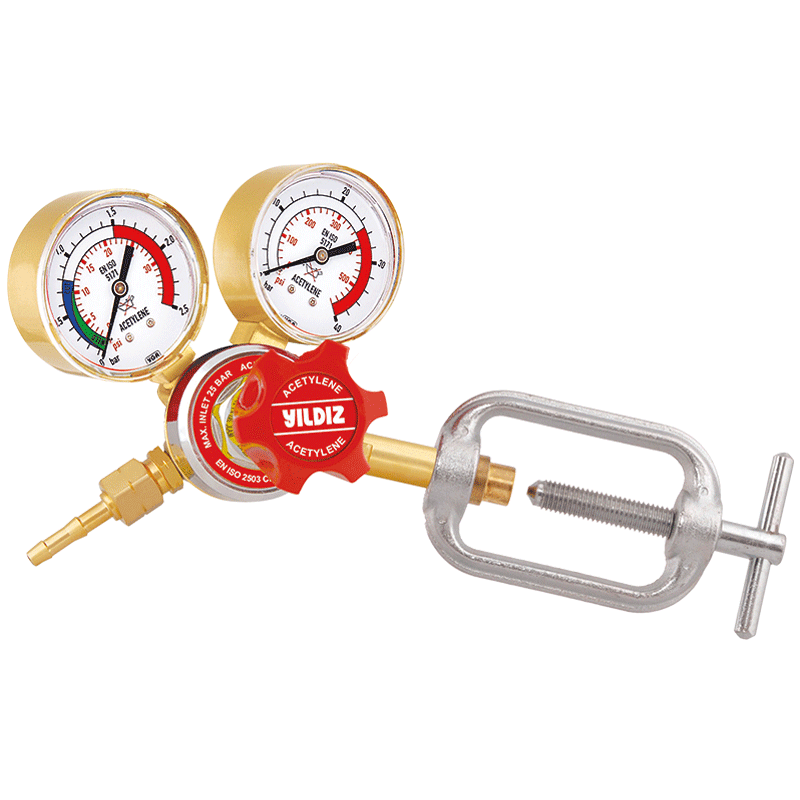 Yıldız Gaz Armatürleri - Acetylene Pressure Regulator with Clamp